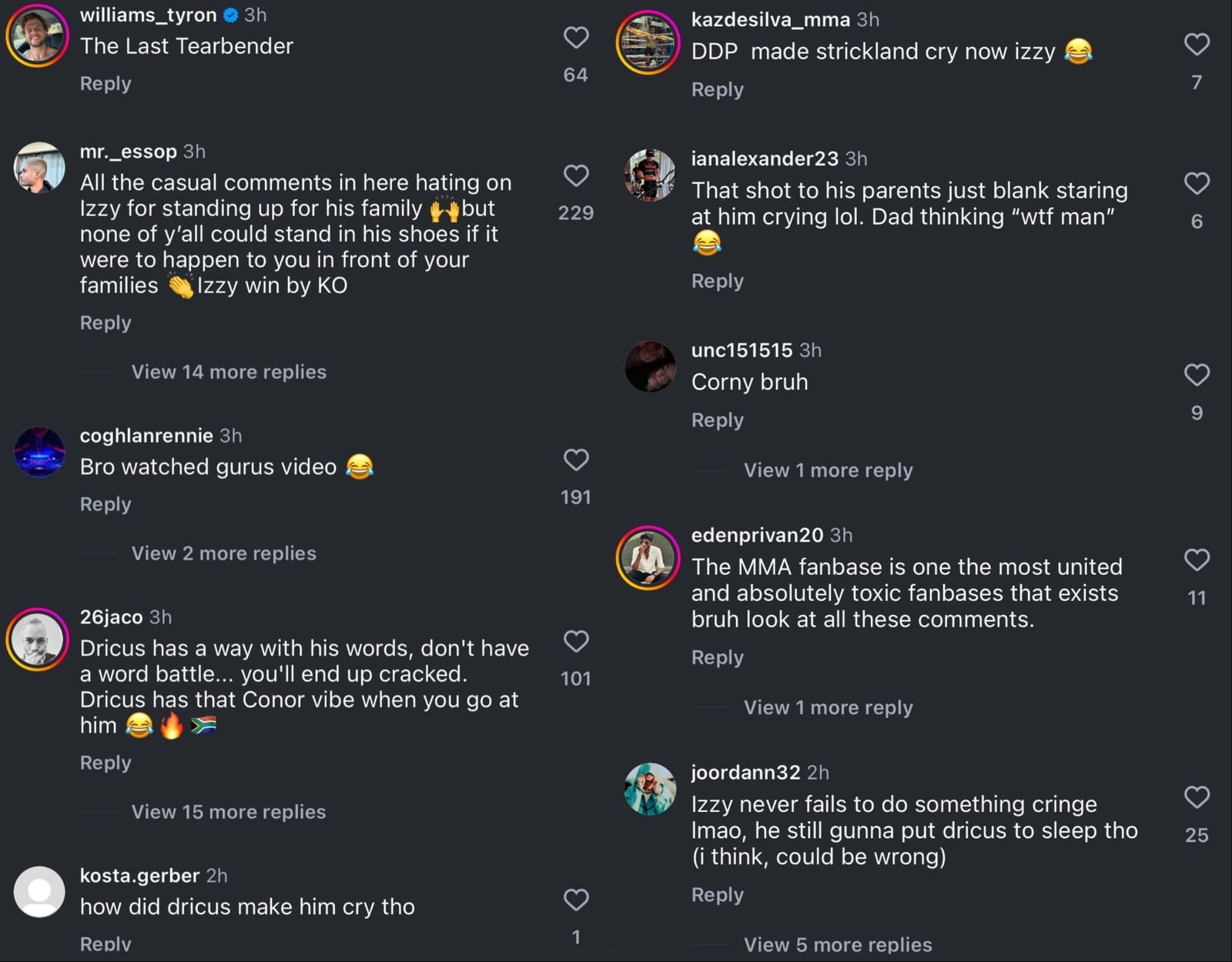 Israel Adesanya: "Made Strickland cry now Izzy," "The Last Tearbender ...