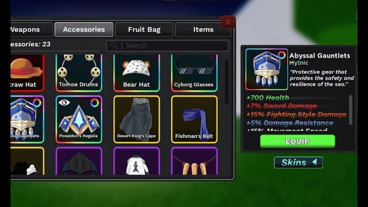 How to get the Abyssal Gauntlets in Roblox Fruit Seas?