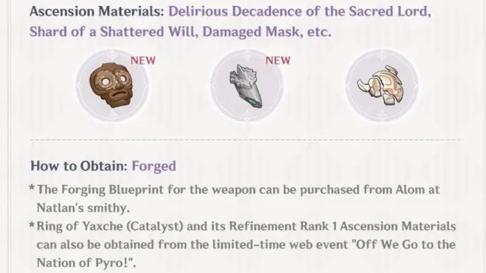 Genshin Impact Ring of Yaxche stats, materials, and best characters