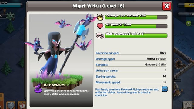 Clash of Clans Night Witch: Skills and best attack strategy to use
