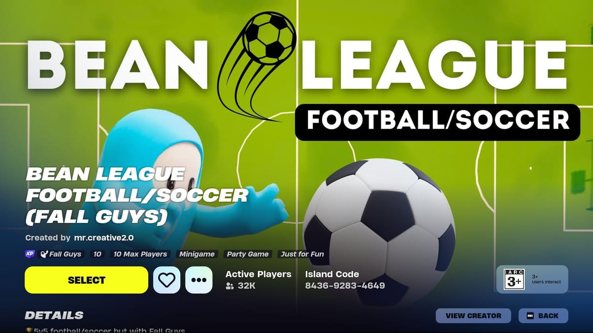 Fortnite Bean League Football/Soccer (Fall Guys): UEFN map code, how to ...