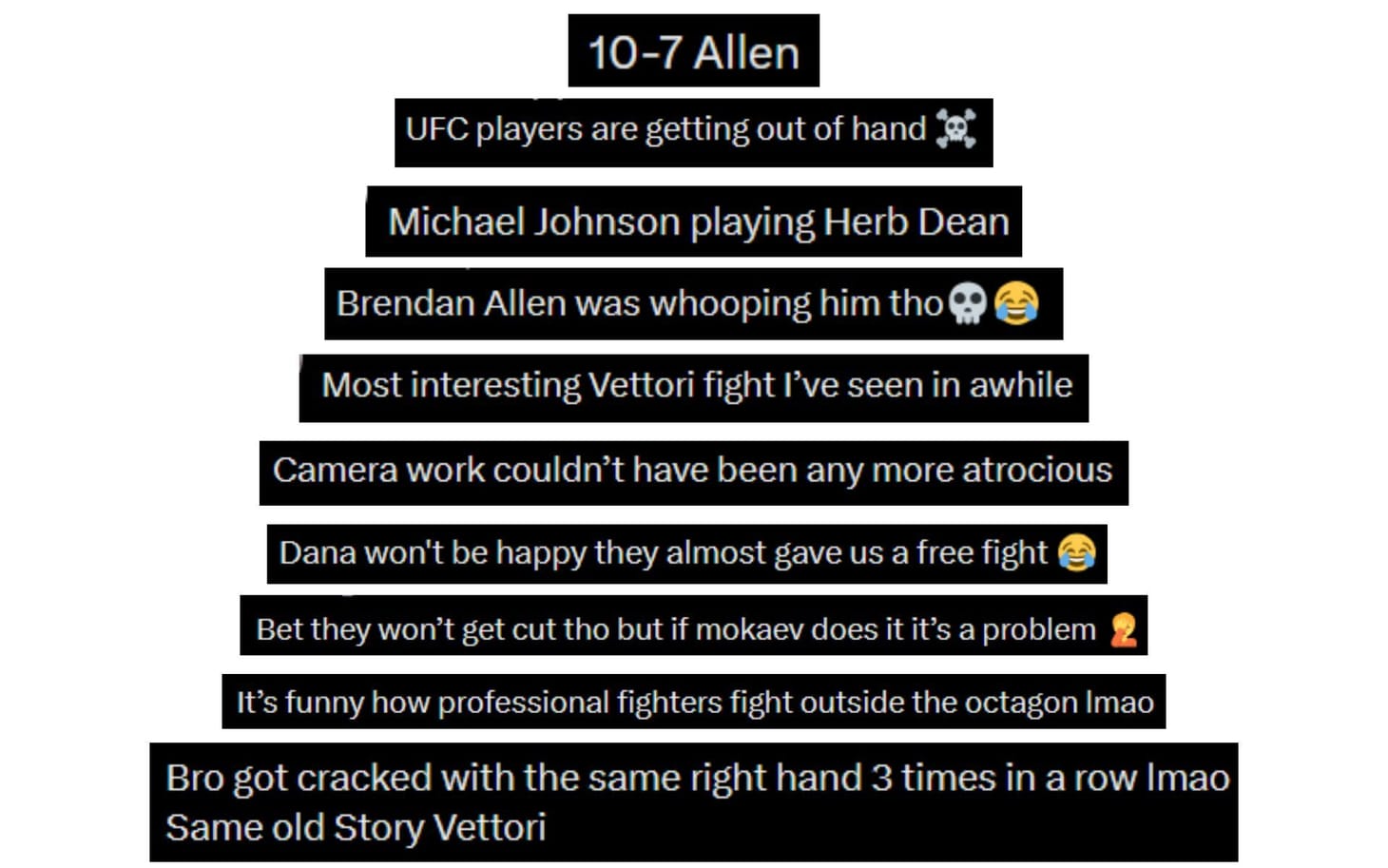"10-7 Allen" - Fans react to footage of Brendan Allen and Marvin ...