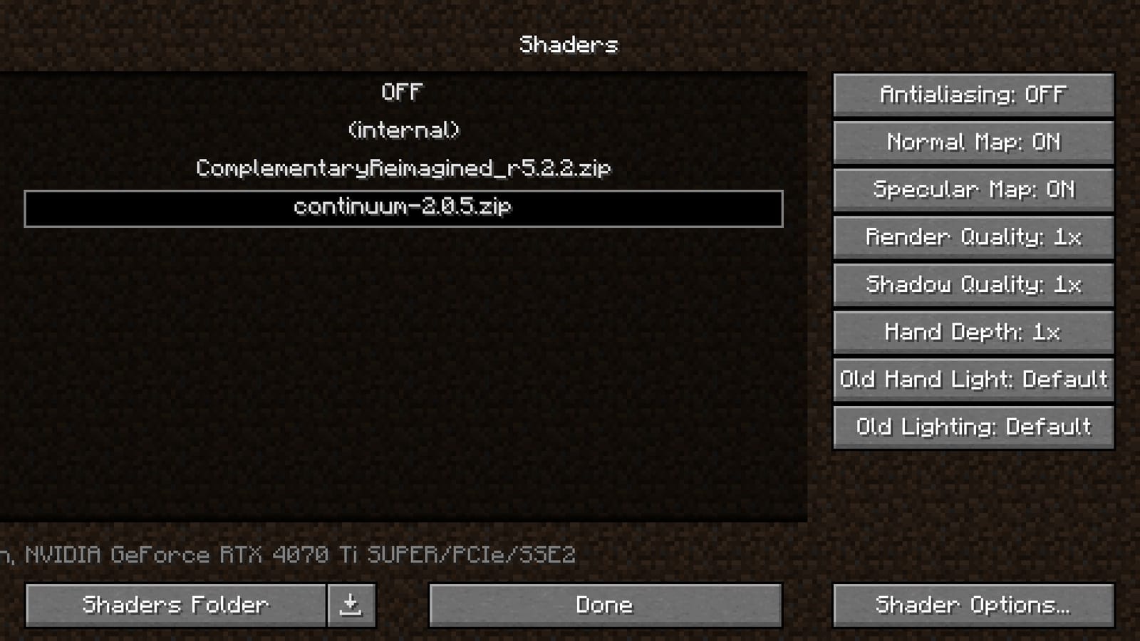 Minecraft Continuum Shaders: How to get and use