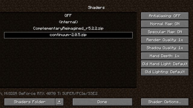 Minecraft Continuum Shaders: How to get and use