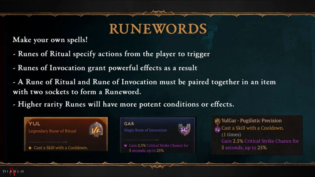 All new Diablo 4 Runewords added in Patch 2.0