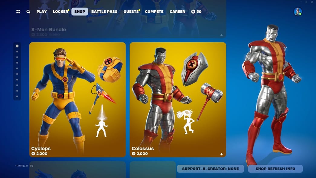 How to get Cyclops, Jubilee, and Colossus (X-Men) skins in Fortnite