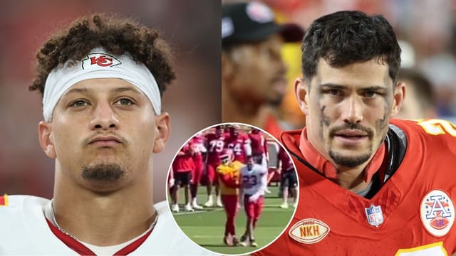 WATCH: Patrick Mahomes de-escalates heated Drue Tranquill moment as LB ...