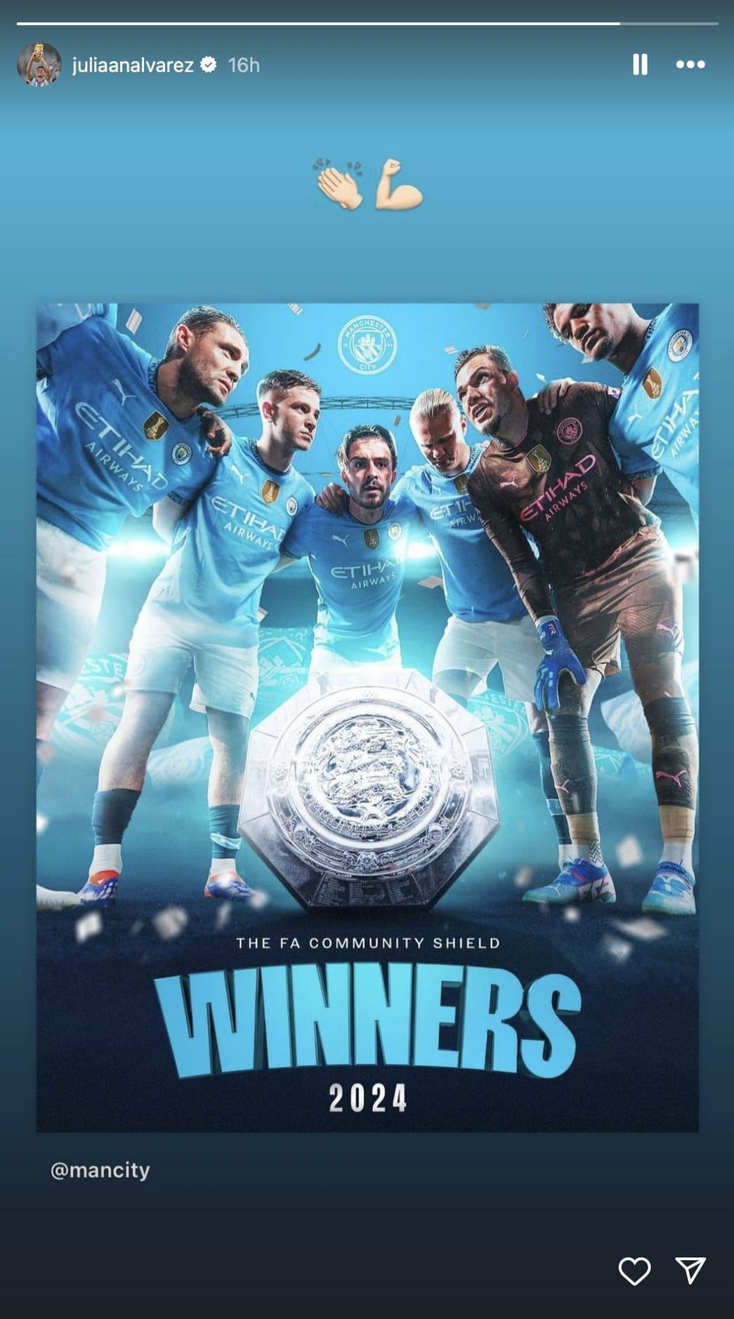 Julian Alvarez shares message after Manchester City win Community ...