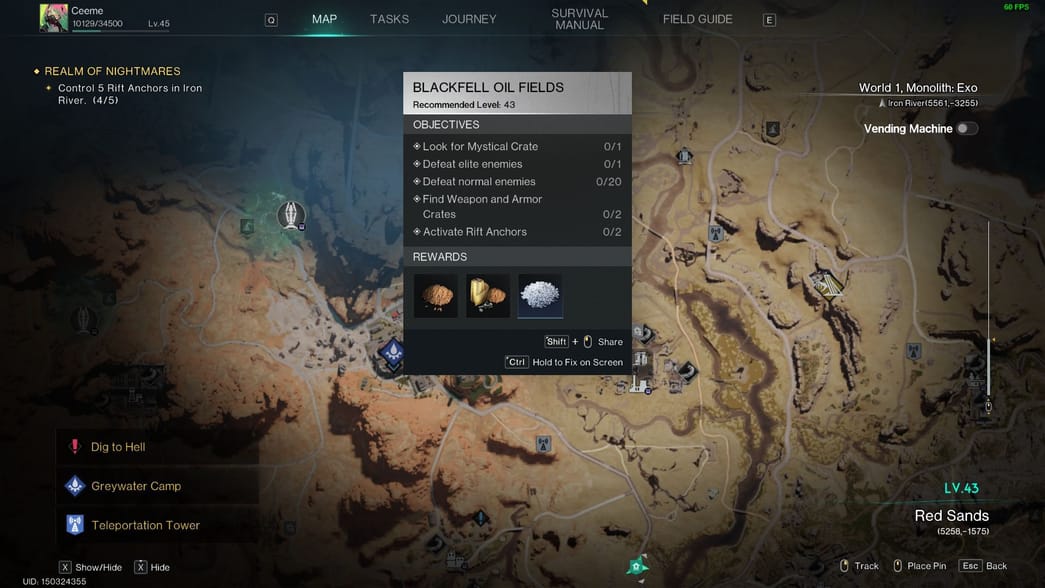 Once Human Pollution map: Polluted areas, explored