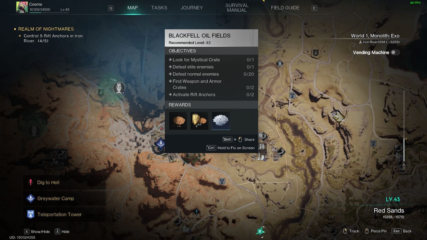 Once Human Pollution map: Polluted areas, explored