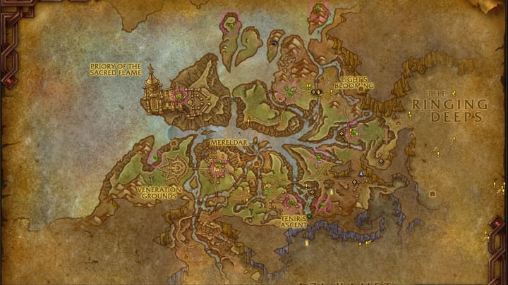 All Skyriding Glyph locations in WoW The War Within