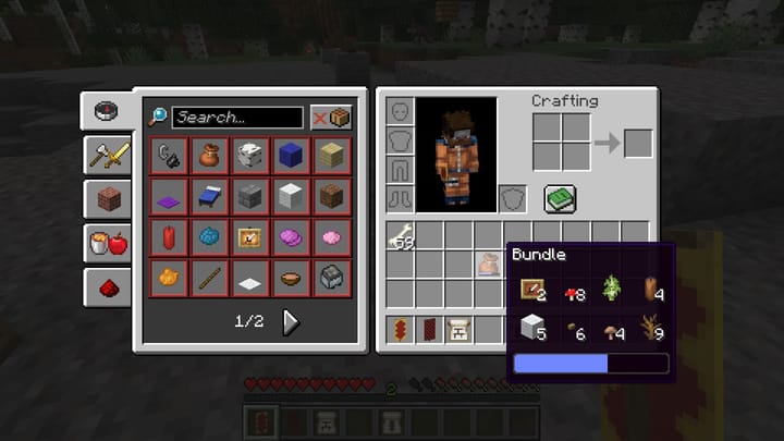 How to make and use bundles in Minecraft