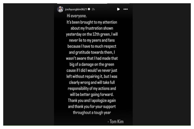 “I was clearly wrong and will take full responsibility”: Tom Kim issues ...