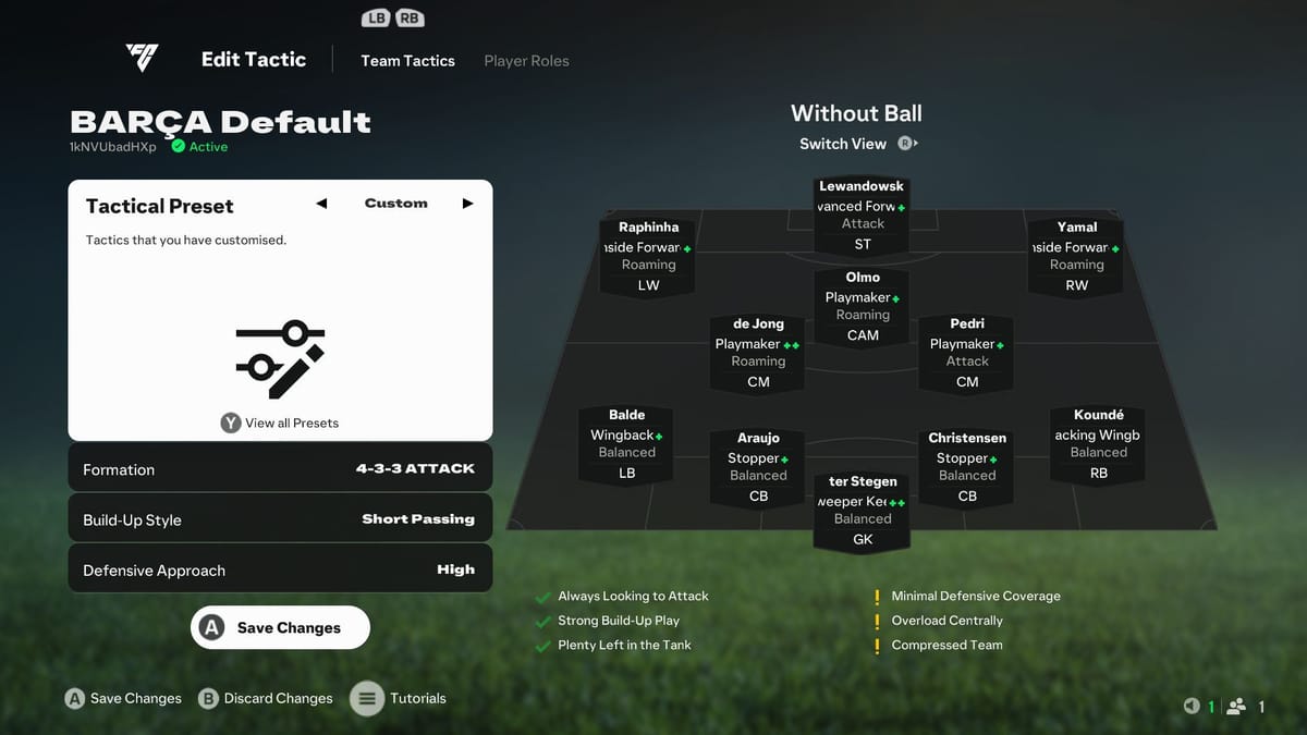Best EA FC 25 custom tactics for Barcelona