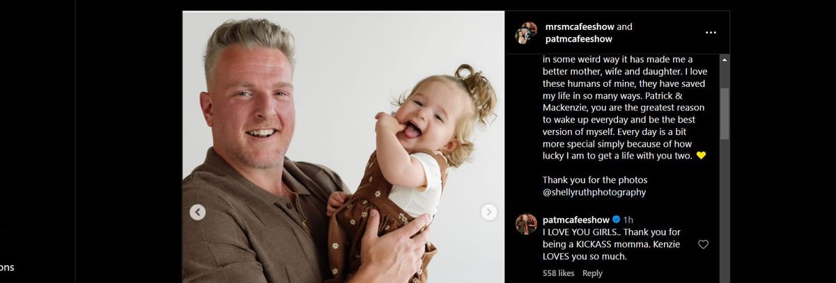 Pat McAfee's wife Samantha recounts importance of family in emotional ...