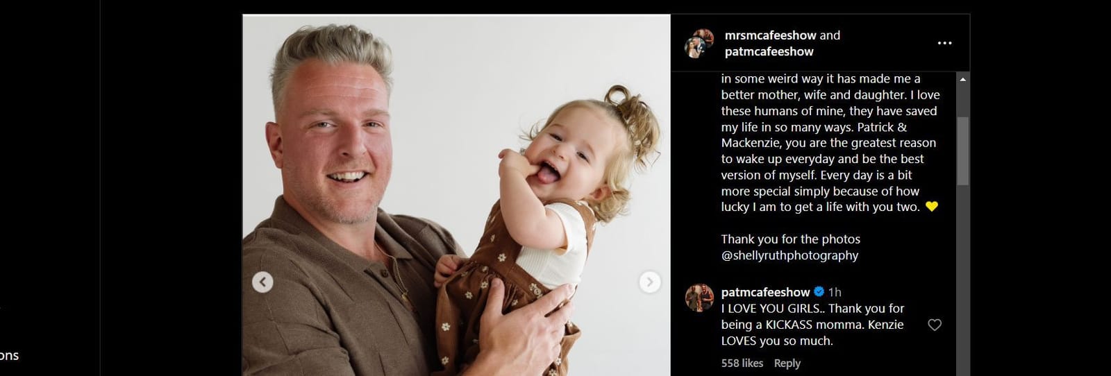Pat McAfee's wife Samantha recounts importance of family in emotional ...