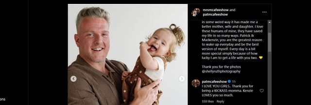 Pat McAfee's wife Samantha recounts importance of family in emotional ...