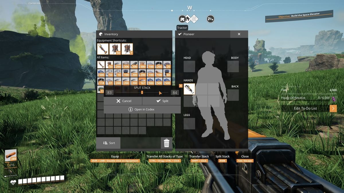 How to split stacks in Satisfactory