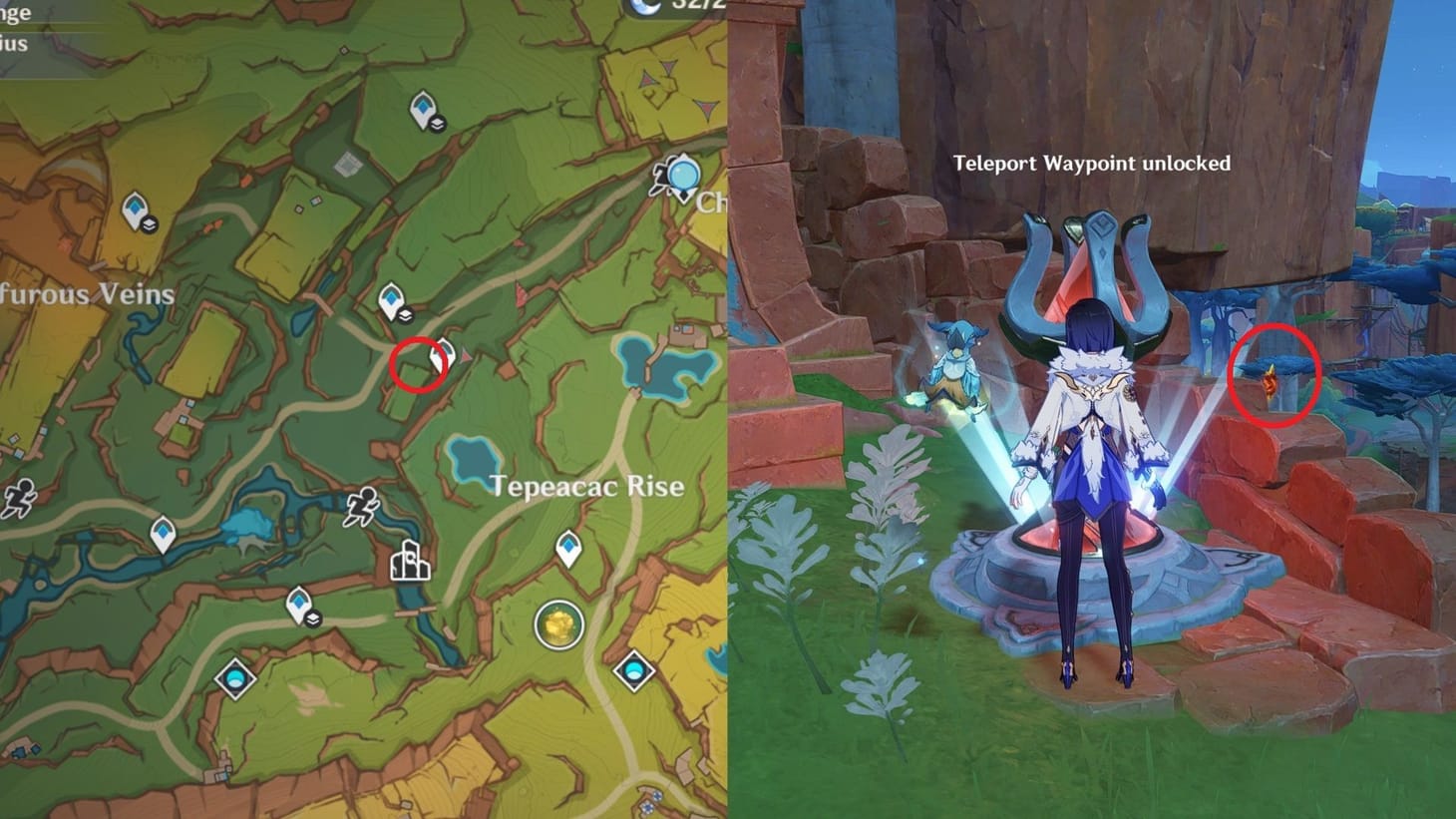 Genshin Impact Tepeacac Rise Pyroculus locations