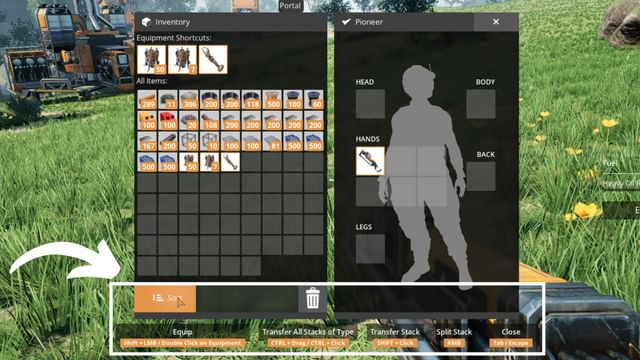 How to split stacks in Satisfactory