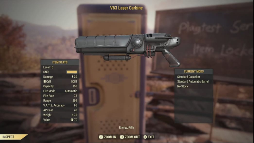 How to unlock the V63 Laser carbine in Fallout 76 Milepost Zero