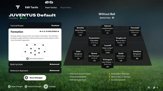 Best EA FC 25 custom tactics for Juventus