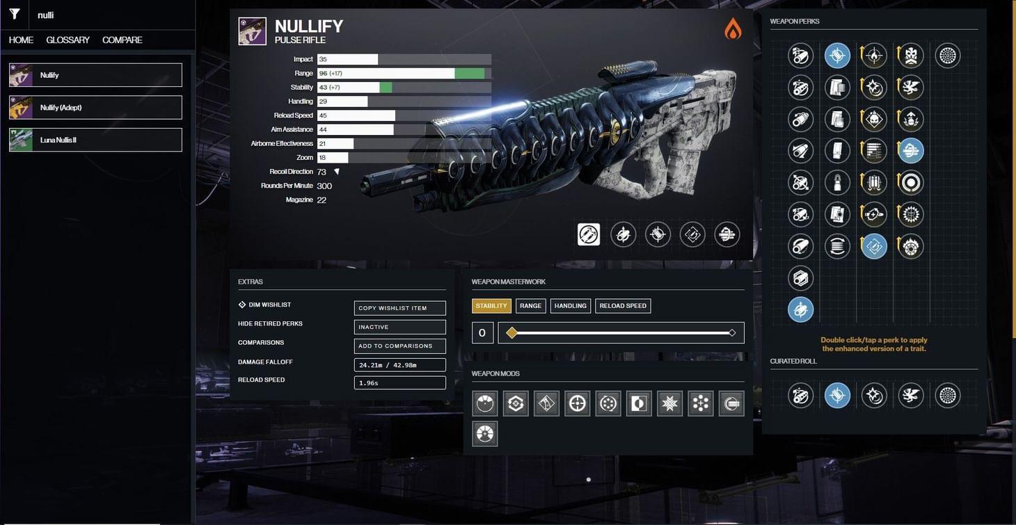 Nullify god roll guide for Destiny 2 PvE and PvP