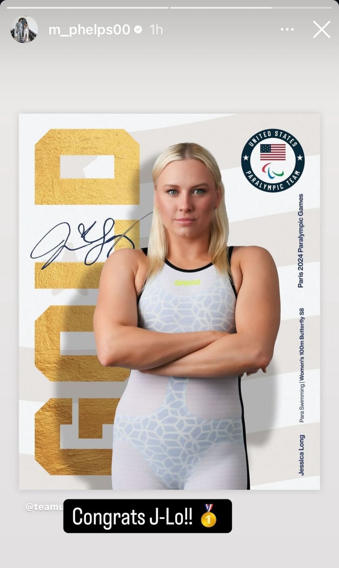 Michael Phelps congratulates Jessica Long on winning her 31 Paralympic ...