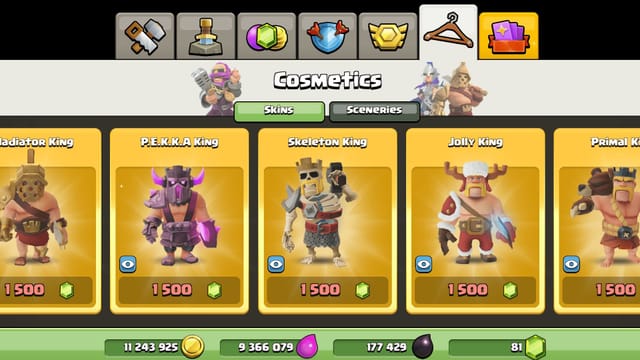 All Barbarian King skins in Clash of Clans