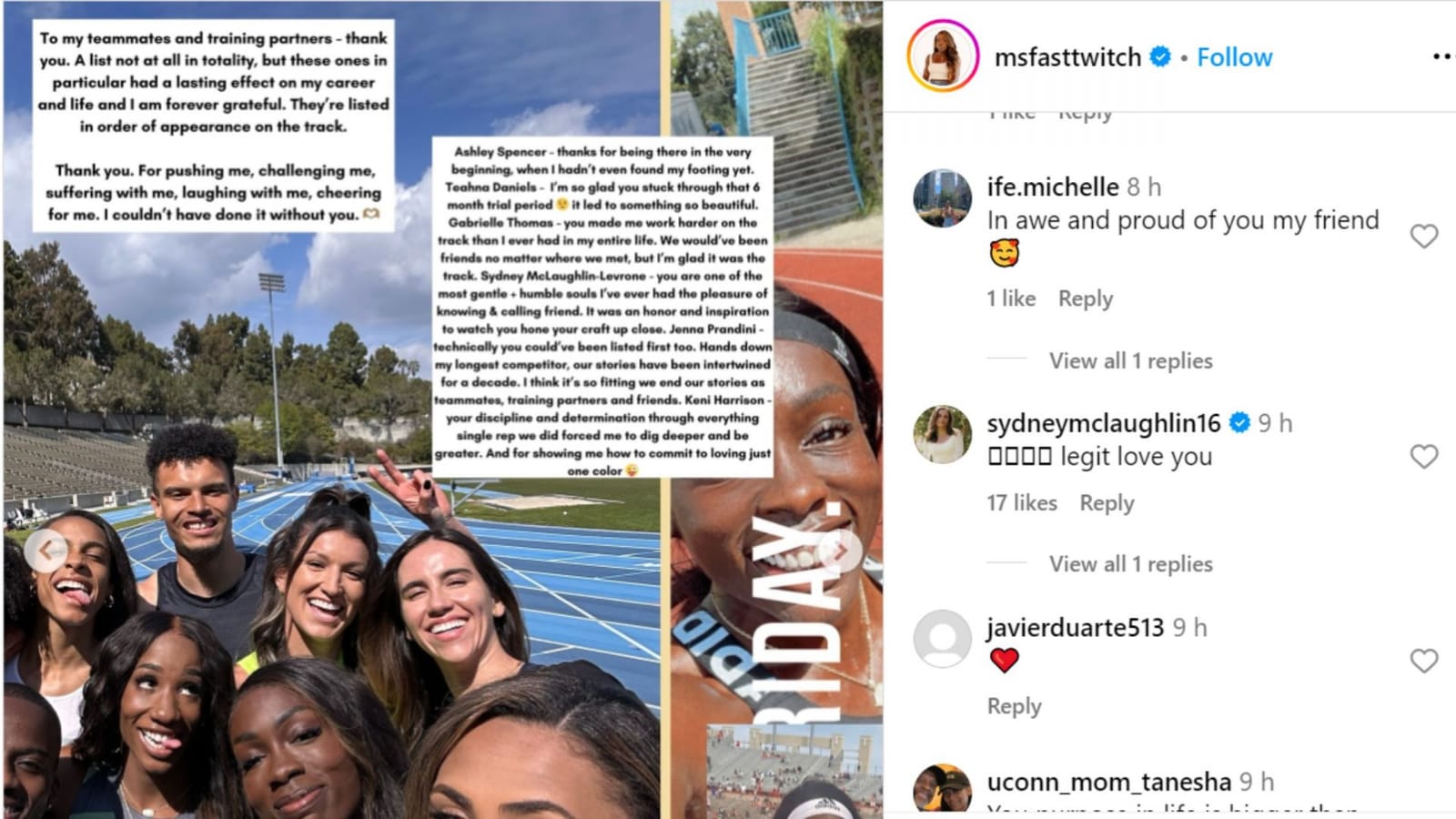 Sydney McLaughlin-Levrone reacts to heartfelt note from teammate ...