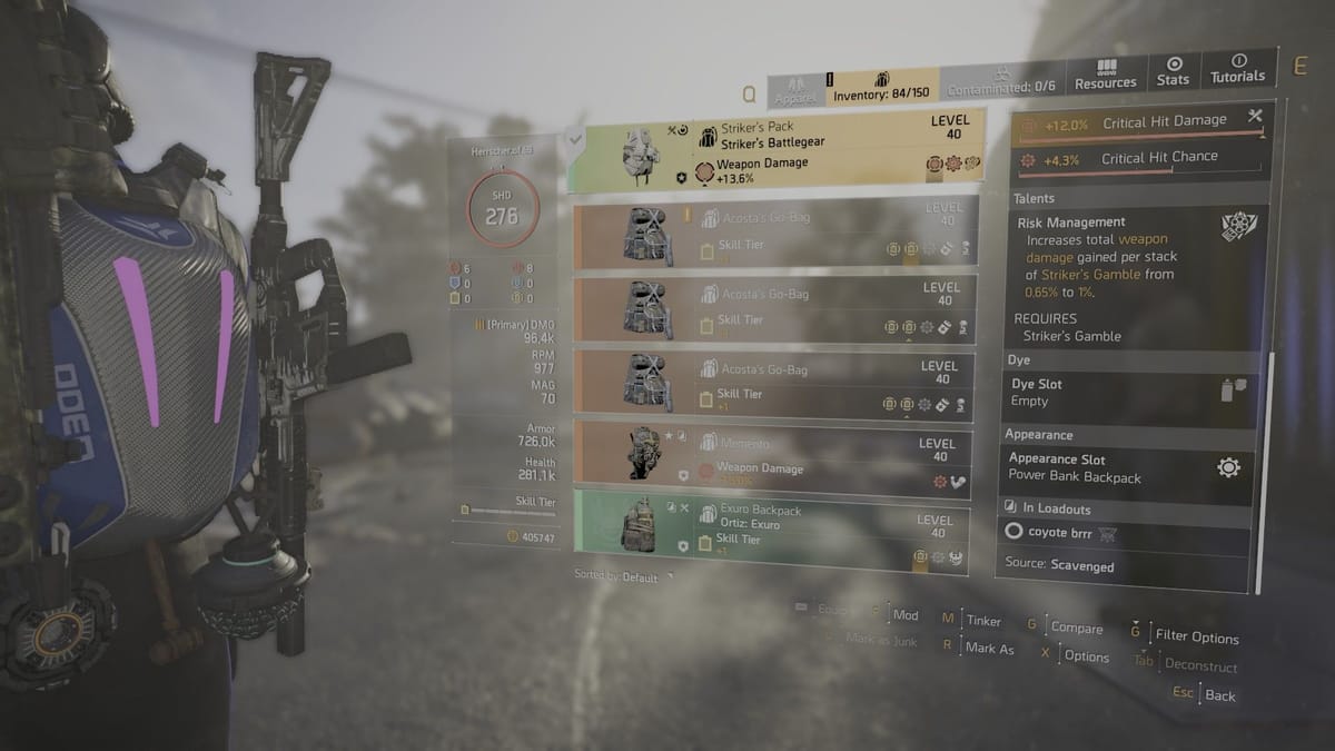 Striker armor and St. Elmo's Engine to be nerfed with The Division 2 Y6S2