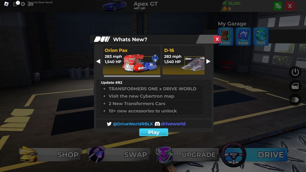 Drive World Update 82: Transformers cars, Cybertron map, and more