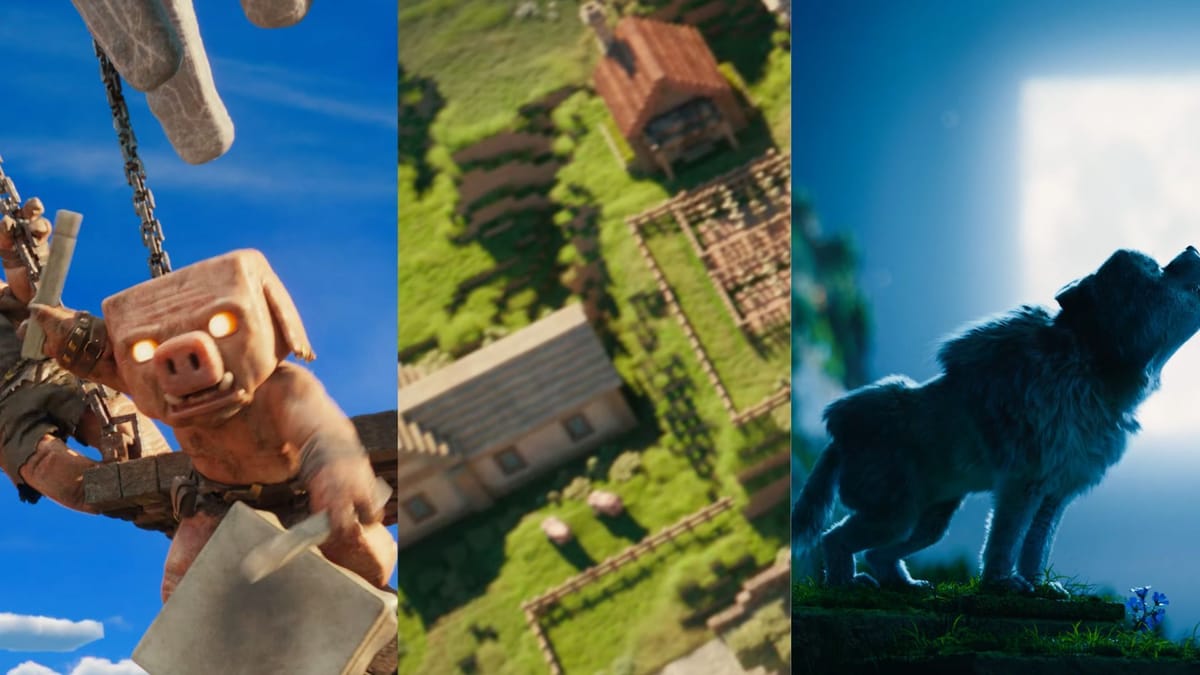 A Minecraft Movie: Sheep, llama, and other mobs from the trailer