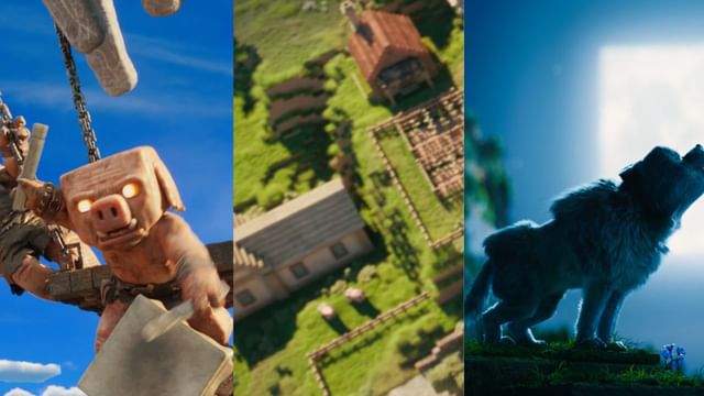 A Minecraft Movie: Sheep, llama, and other mobs from the trailer