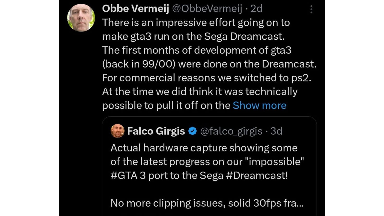 GTA 3 Sega Dreamcast port by fans gets praise from an ex-Rockstar dev