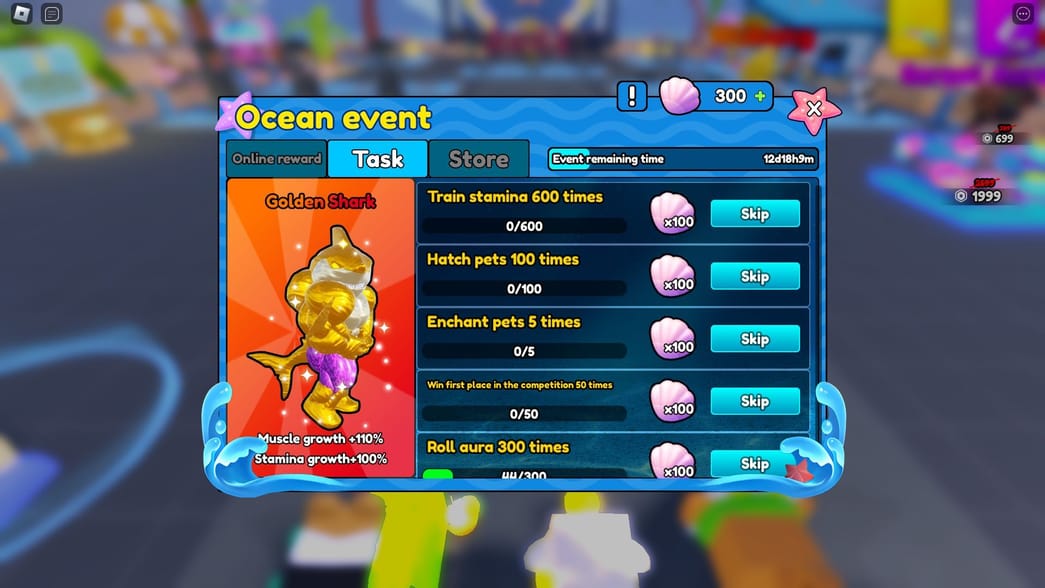 Gym Star Simulator Ocean Event guide: All store items, task rewards ...