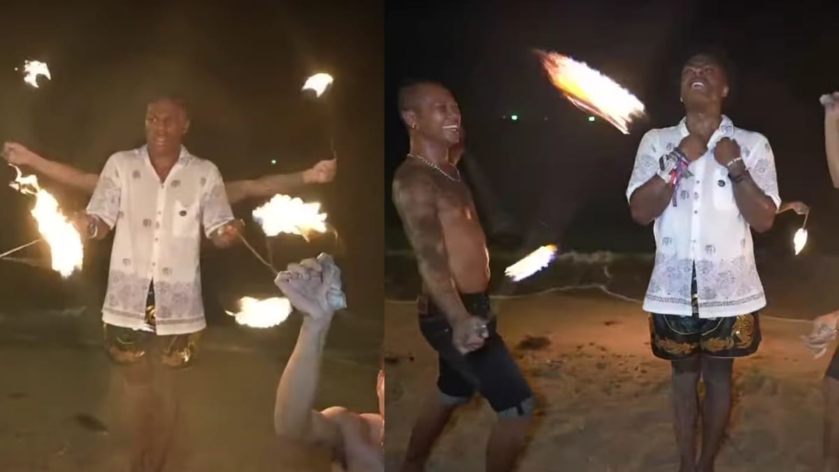 IShowSpeed gets dangerously close to getting caught in a fire while ...