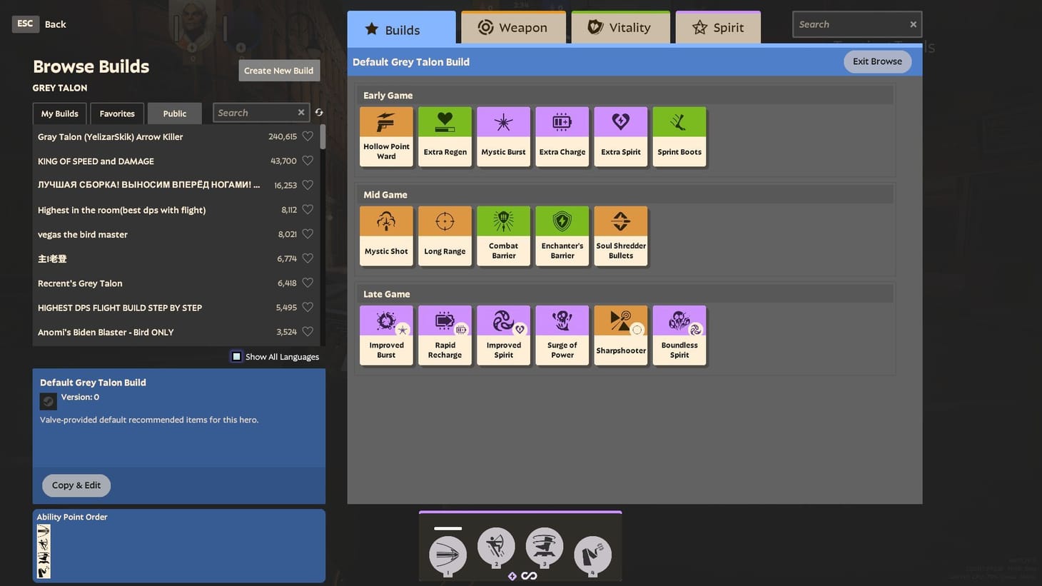Deadlock Grey Talon Build guide