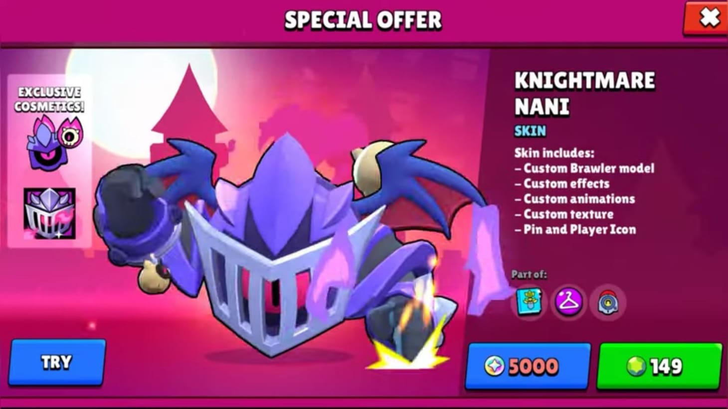 Brawl Stars Knightmare Nani skin: Cost, design, and more
