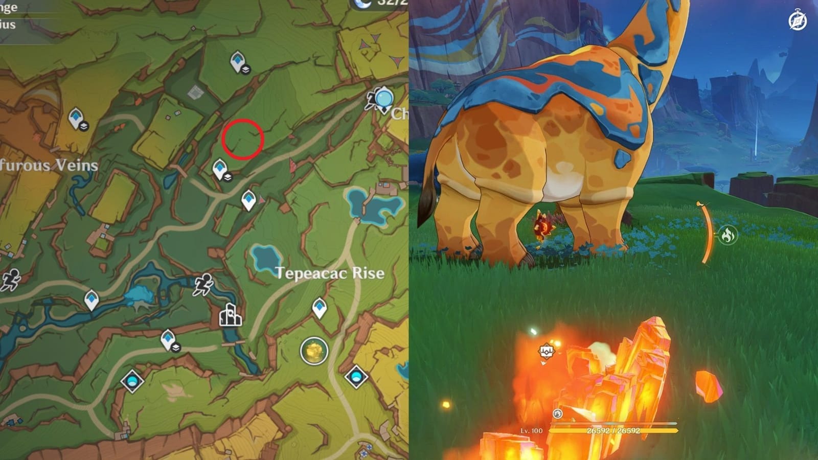 Genshin Impact Tepeacac Rise Pyroculus locations