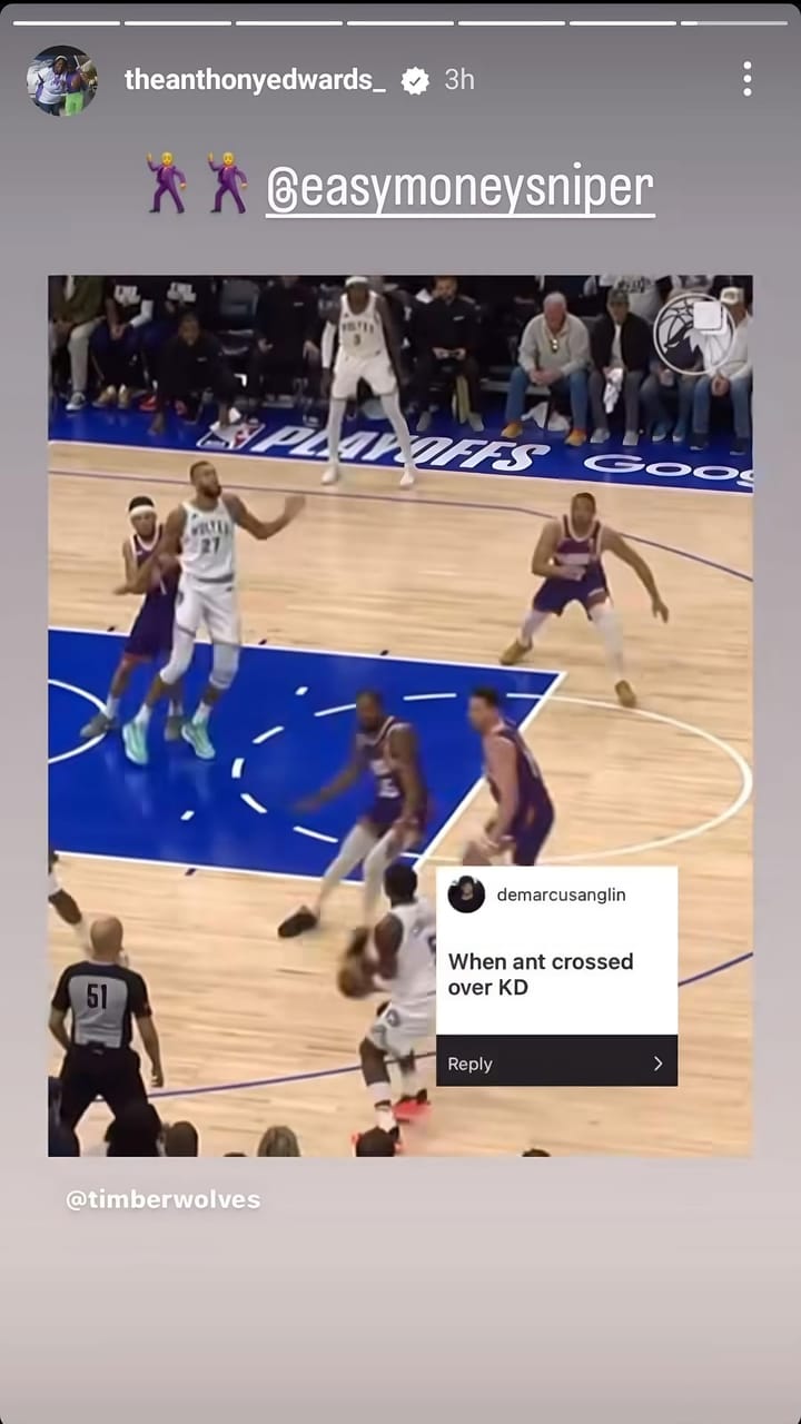 Watch: Anthony Edwards playfully trolls idol Kevin Durant with 2024 NBA playoff throwback moment