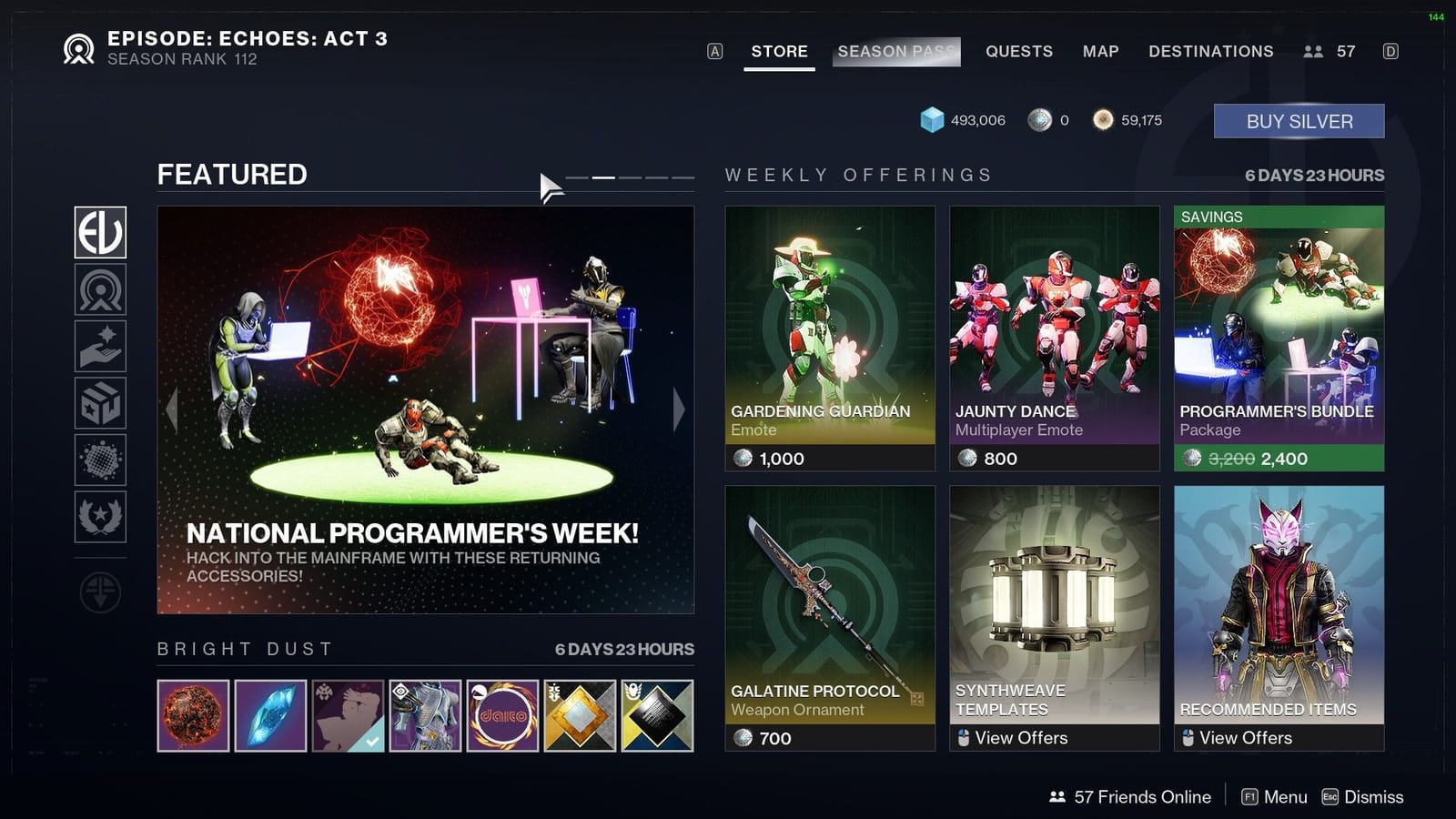 Destiny 2 Eververse store this week in Episode Echoes