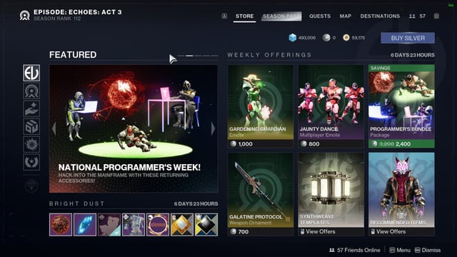 Destiny 2 Eververse store this week in Episode Echoes