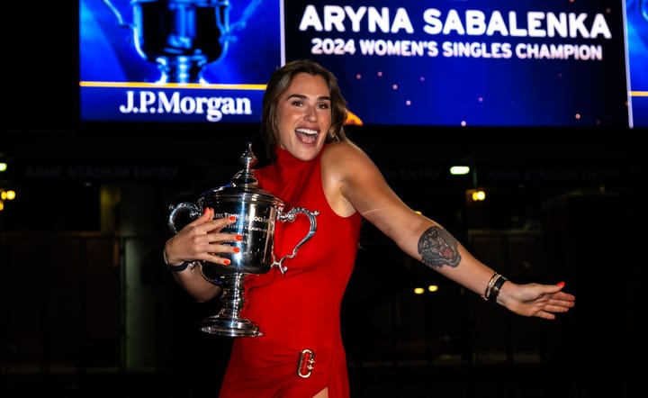In Pictures: Aryna Sabalenka dazzles in spectacular red gown as she ...