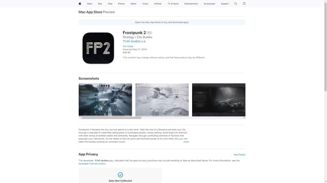 Can you play Frostpunk 2 on Mac?