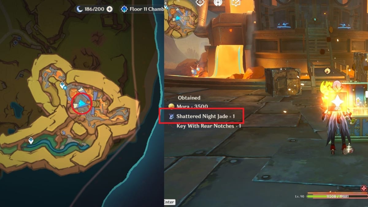 Genshin Impact Shattered Night Jade locations and where to use it