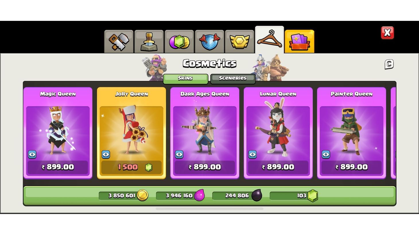 All Archer Queen skins in Clash of Clans