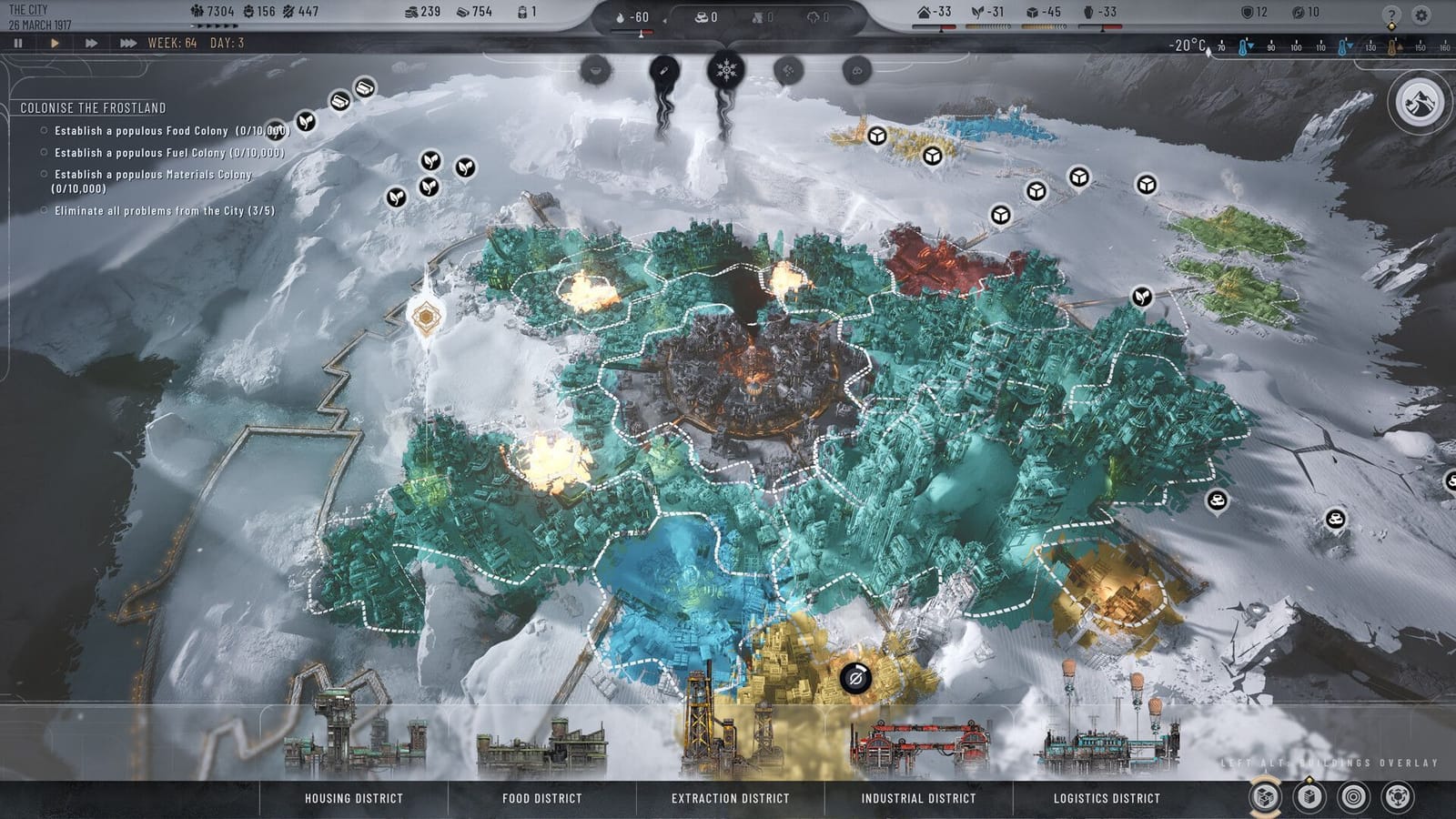 Synergy bonuses and District placement in Frostpunk 2, explained