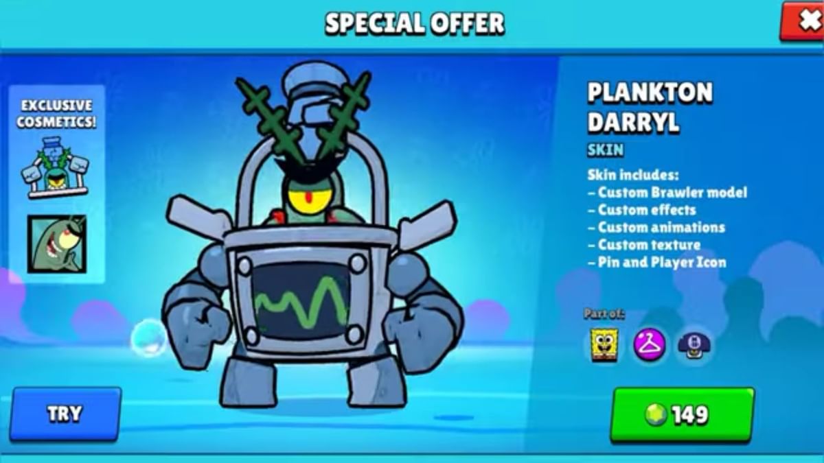 Brawl Stars Plankton Darryl skin: Cost, design, and more