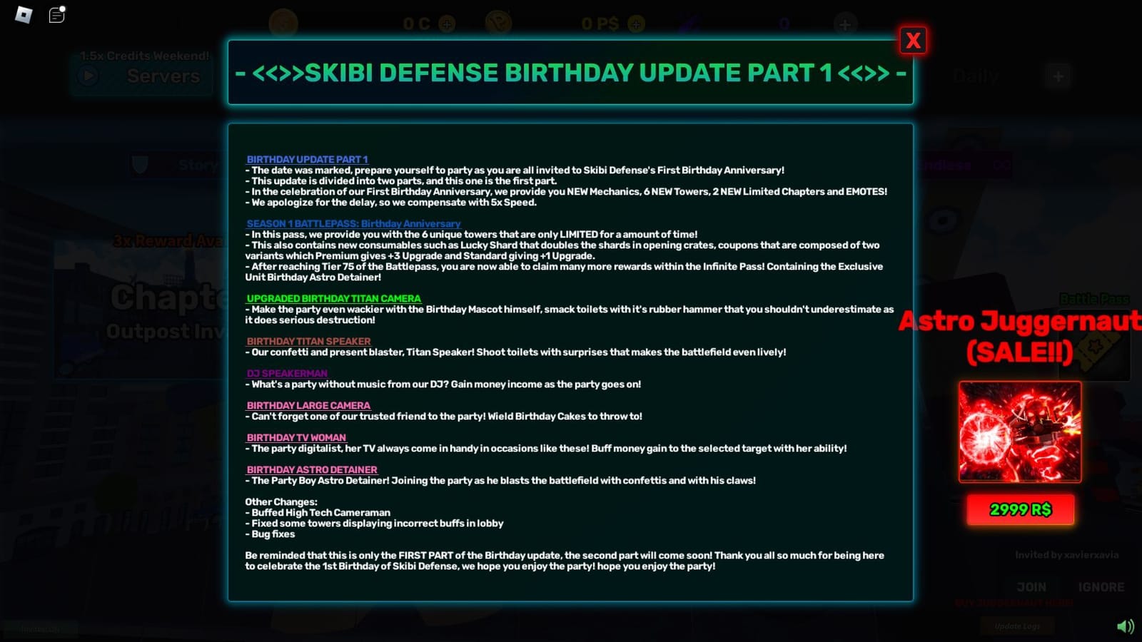 Skibi Defense Birthday Update Part 1: Battlepass, Upgraded Birthday ...